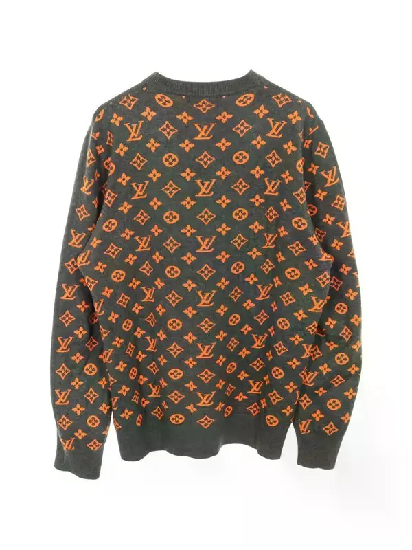 LOUIS VUITTON 2000s Monogram-knit Crew-neck Sweater