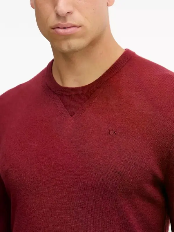 Armani Exchange Logo-embroidered Crew Neck Sweater - Red