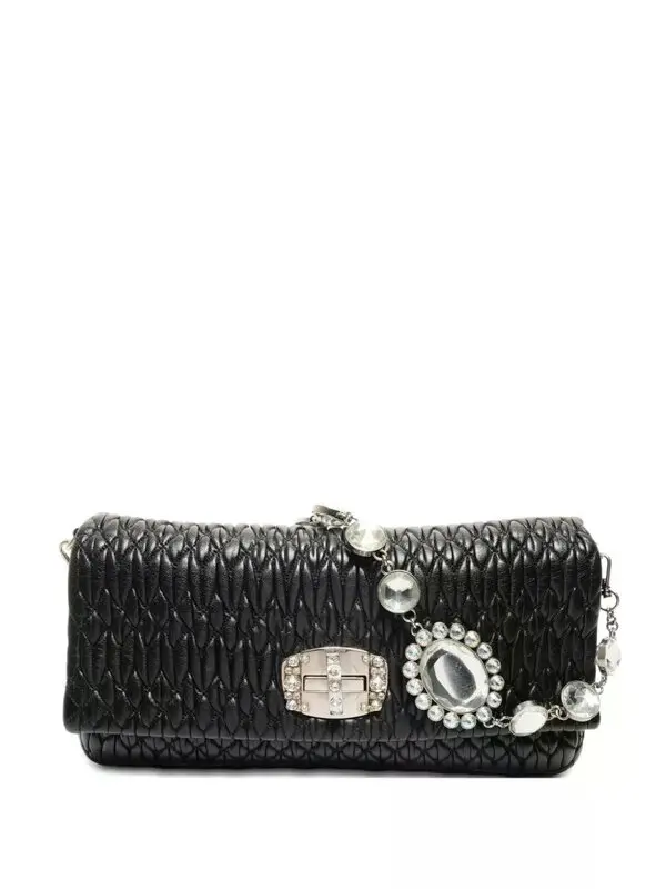 Miu Miu 2010s Matelasse Crystal Shoulder Bag - Black