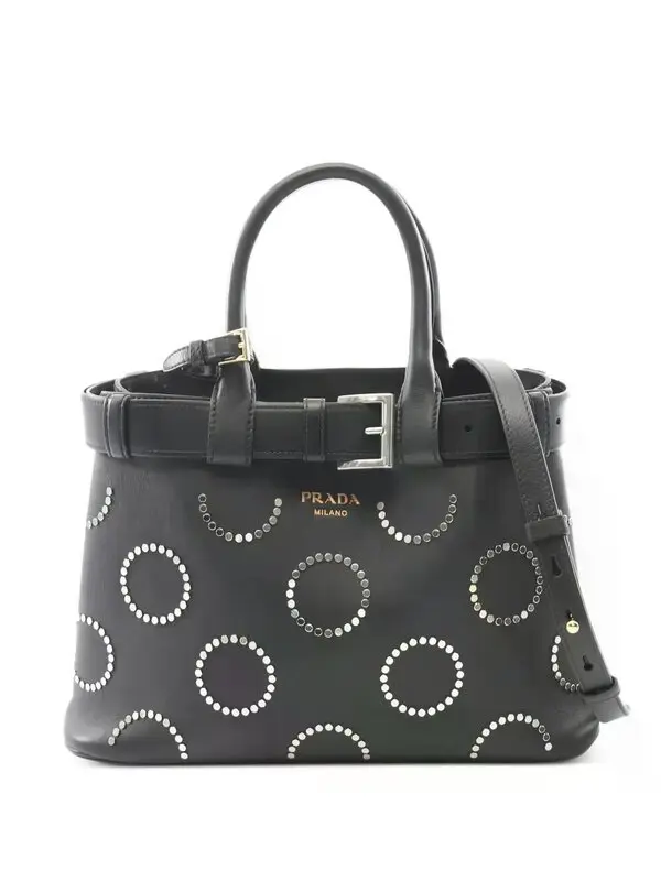 Prada Studded Buckle Tote Bag