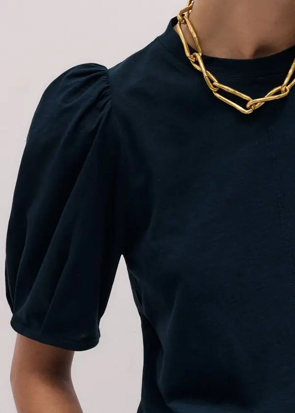 ME+EM Pouf Sleeve Swing Top - Navy