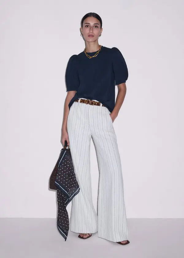ME+EM Pouf Sleeve Swing Top - Navy