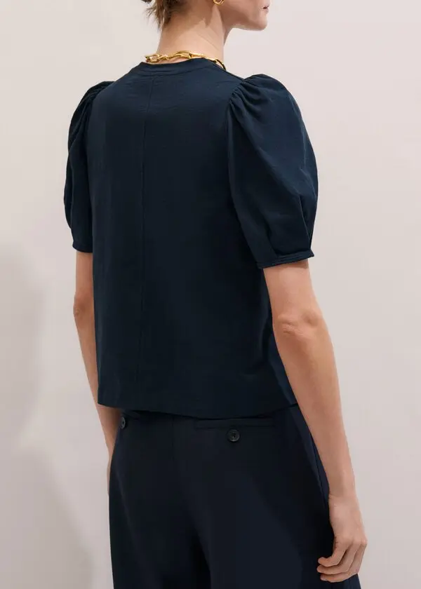 ME+EM Pouf Sleeve Swing Top - Navy