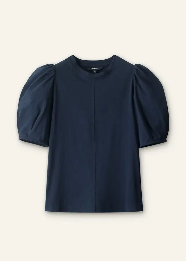 ME+EM Pouf Sleeve Swing Top - Navy