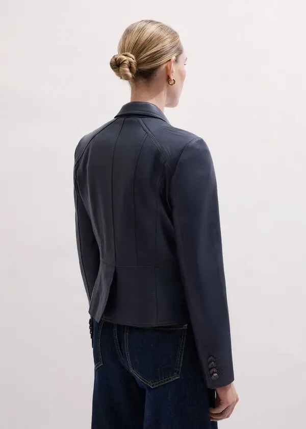 ME+EM Leather Luxe Short Fitted Blazer