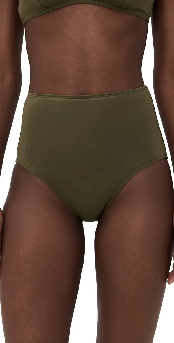 NILI LOTAN High-waisted Bikini Bottom - Olive Green