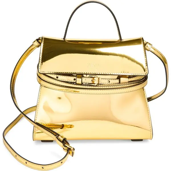 Moschino Metallic Faux Leather Handbag - Gold
