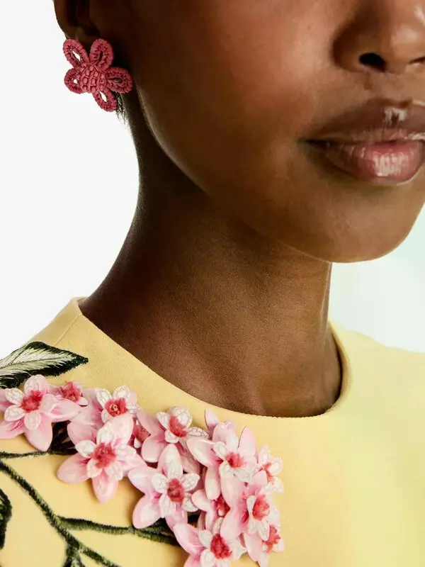 Oscar De La Renta Flower Stud Earrings - Red