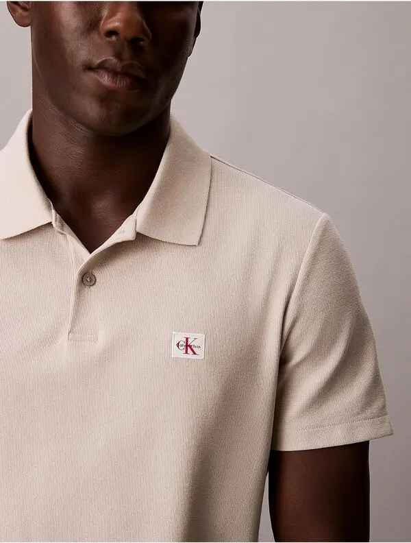 Calvin Klein Woven Monologo Classic Polo Shirt - Unbleached