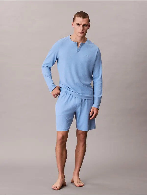 Calvin Klein Waffle Knit Sleep Short - Gulf Blue