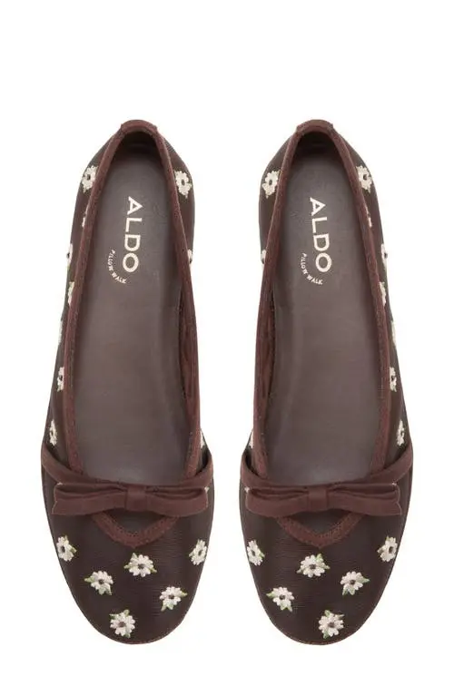 Aldo Aurabella Embellished Ballet Flat - Brown/flower