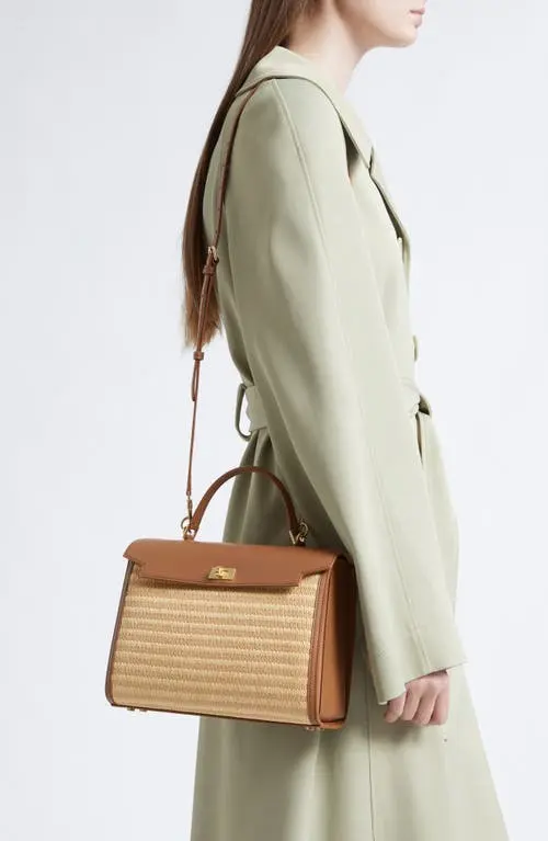 ANYA HINDMARCH Mortimer Leather & Raffia Top Handle Bag
