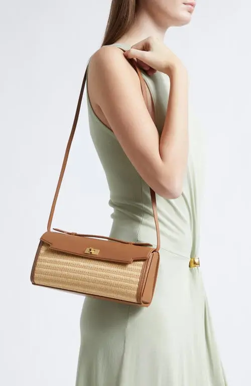 ANYA HINDMARCH Mortimer Raffia & Leather Clutch