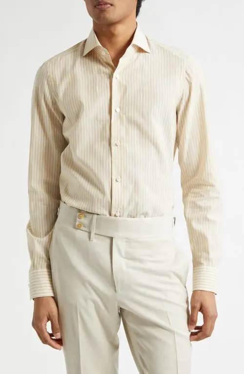 Isaia Stripe Cotton & Linen Button-up Shirt