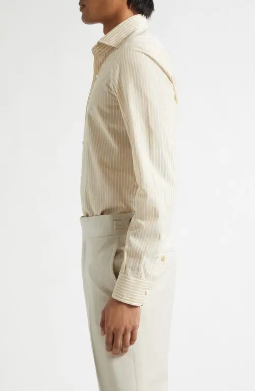 Isaia Stripe Cotton & Linen Button-up Shirt