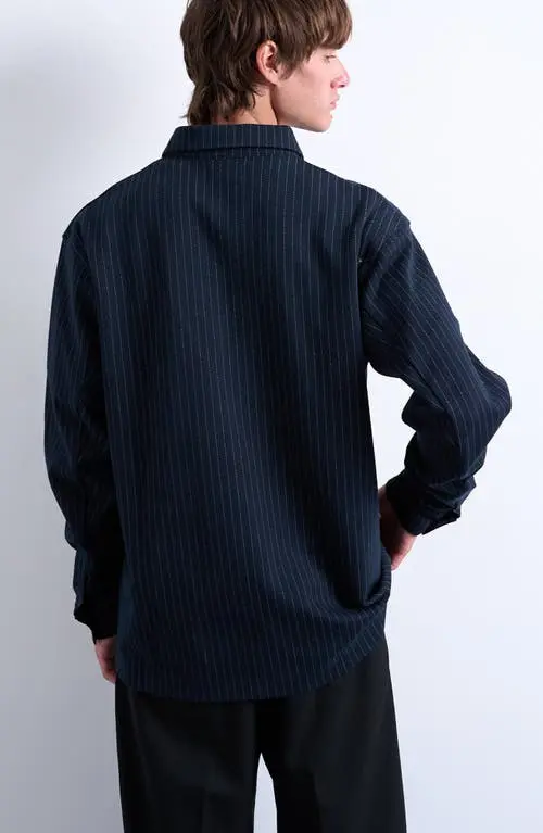 Topman Pinstripe Long Sleeve Polo