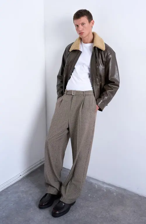 Topman Belted Houndstooth Trousers