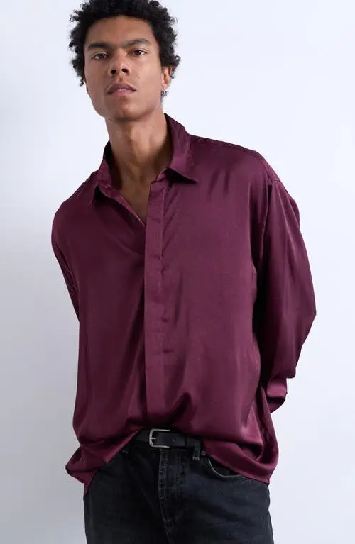 Topman Oversize Sateen Button-up Shirt