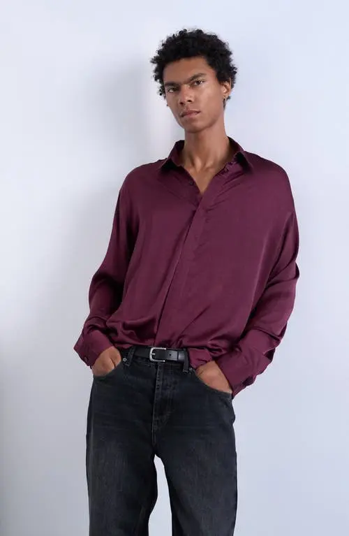 Topman Oversize Sateen Button-up Shirt