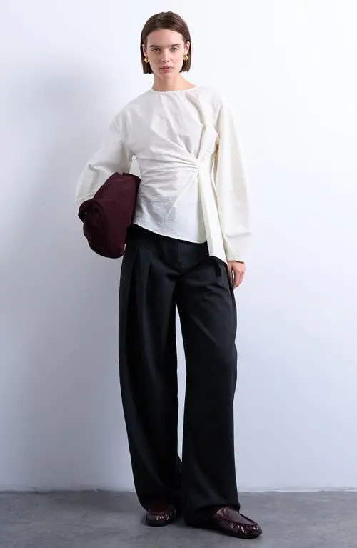 Topshop Asymmetric Pleat Front Top
