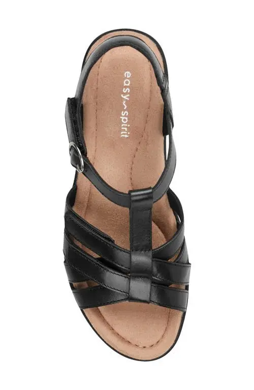 Easy Spirit Clarra T-strap Sandals - Black