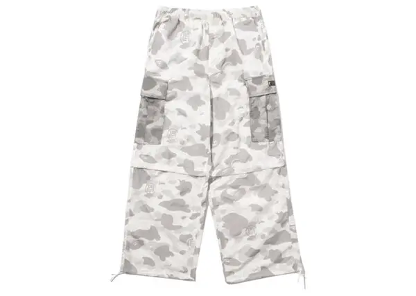 BAPE X Clot Camo Detachable Relaxed Fit Cargo Pants - White
