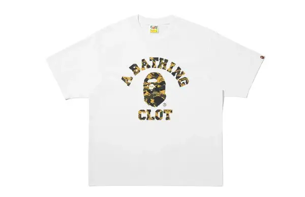 A BATHING APE X Clot College Relaxed Fit Tee Shirt - White