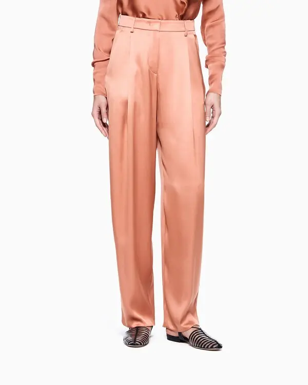Giorgio Armani Silk Double Satin Single-pleat Trousers - Orange