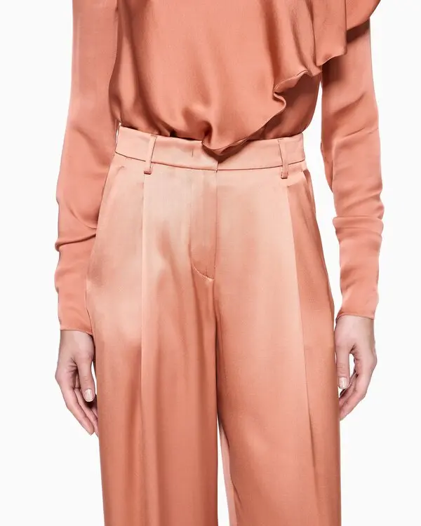 Giorgio Armani Silk Double Satin Single-pleat Trousers - Orange