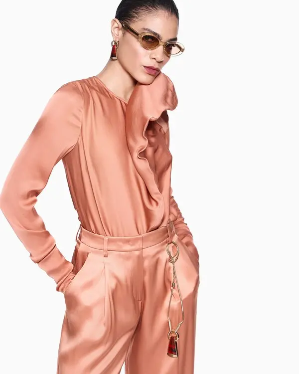 Giorgio Armani Silk Double Satin Single-pleat Trousers - Orange