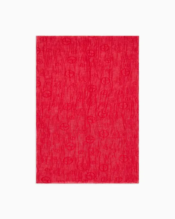 Giorgio Armani Froissé Jacquard Silk Stole - Red