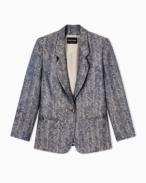 Giorgio Armani Single-breasted Viscose Jacquard Jacket - Striped