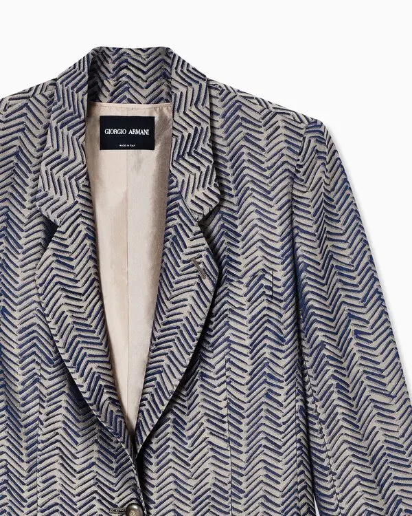Giorgio Armani Single-breasted Viscose Jacquard Jacket - Striped