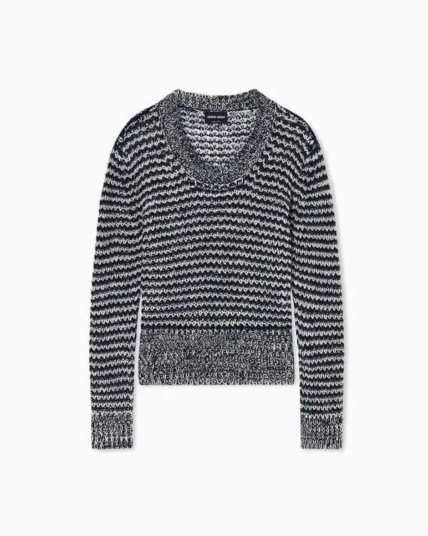 Giorgio Armani Linen-blend Crew-neck Jumper - Blue