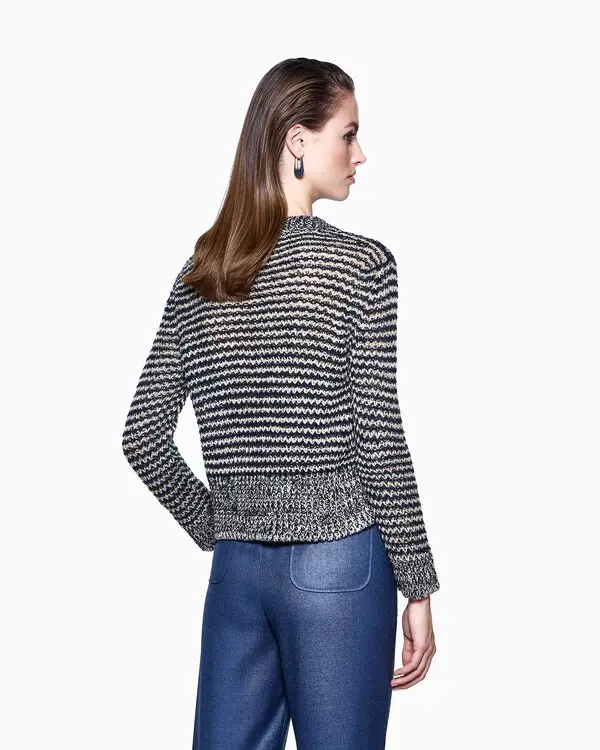 Giorgio Armani Linen-blend Crew-neck Jumper - Blue