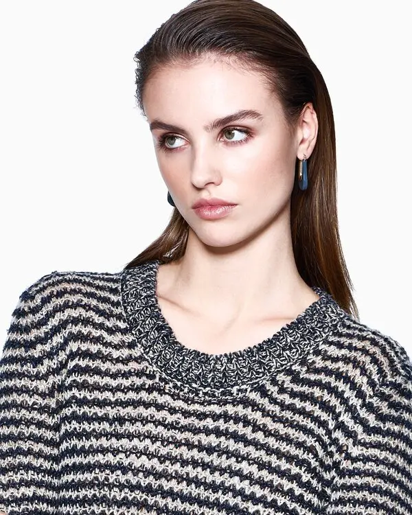 Giorgio Armani Linen-blend Crew-neck Jumper - Blue