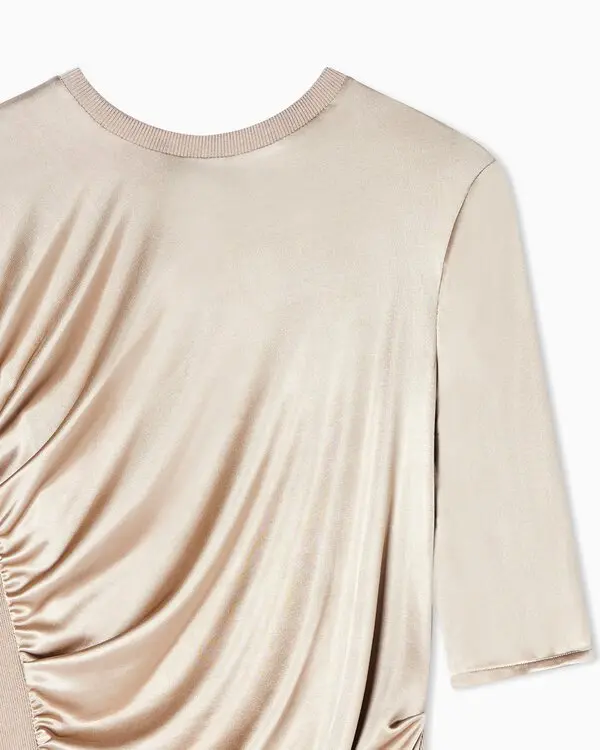 Giorgio Armani Shiny Viscose Jersey Jumper - Beige