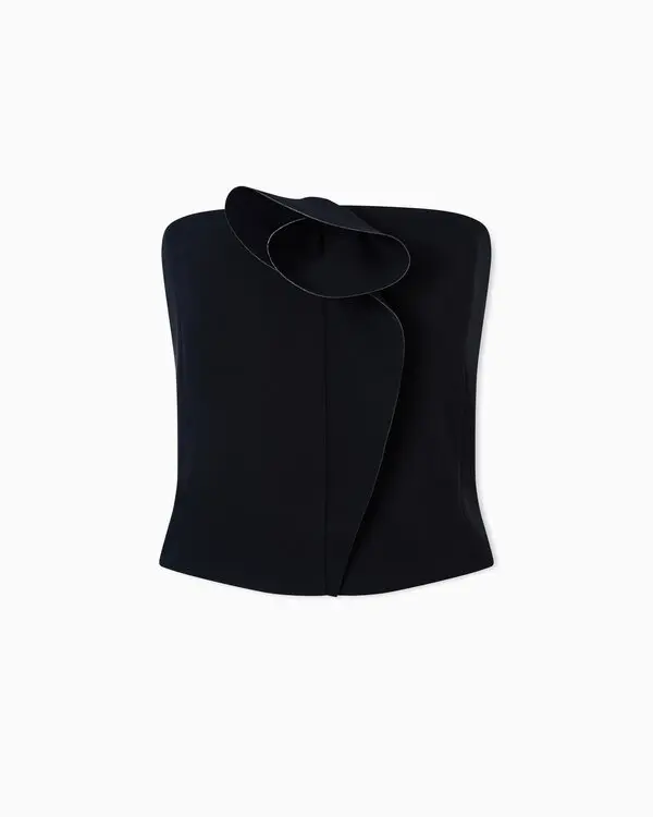 Giorgio Armani Silk Cady Bustier Top With Rose Detail - Black