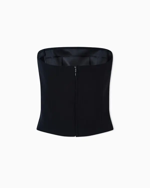 Giorgio Armani Silk Cady Bustier Top With Rose Detail - Black