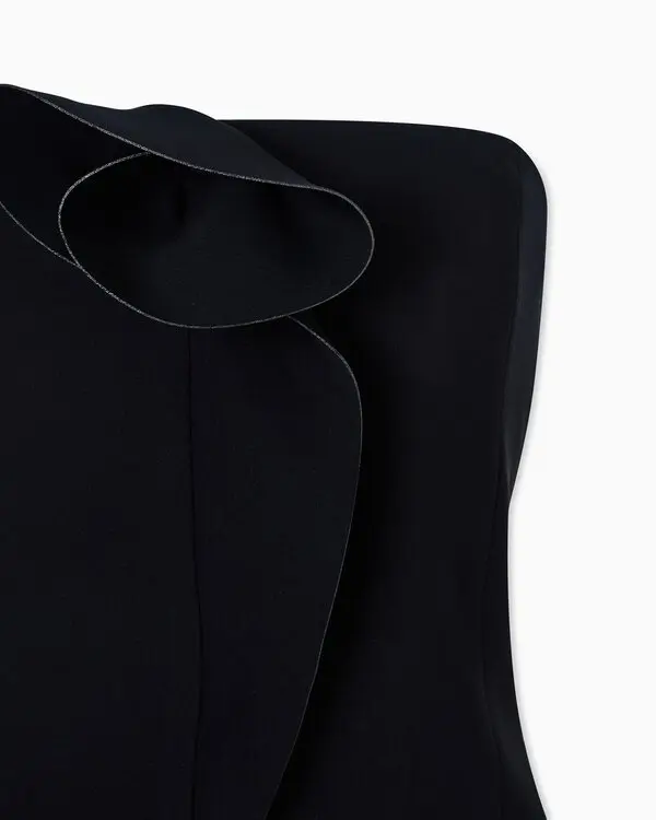 Giorgio Armani Silk Cady Bustier Top With Rose Detail - Black