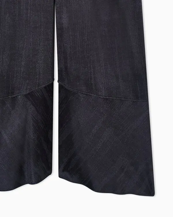 Giorgio Armani Viscose Jacquard Jersey Wide-leg Trousers - Brown