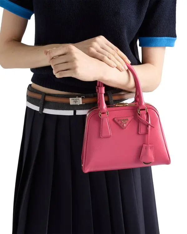 Prada Pyramid Saffiano Leather Mini Bag - Pink