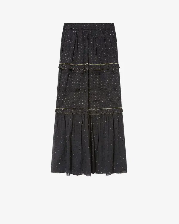MARANT ETOILE Flared Skirt With Polka Dot Print - Black