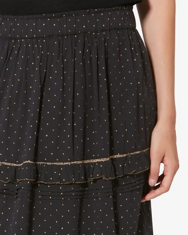 MARANT ETOILE Flared Skirt With Polka Dot Print - Black
