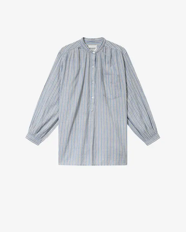 MARANT ETOILE Sapha Striped Cotton Voile Blouse - Blue
