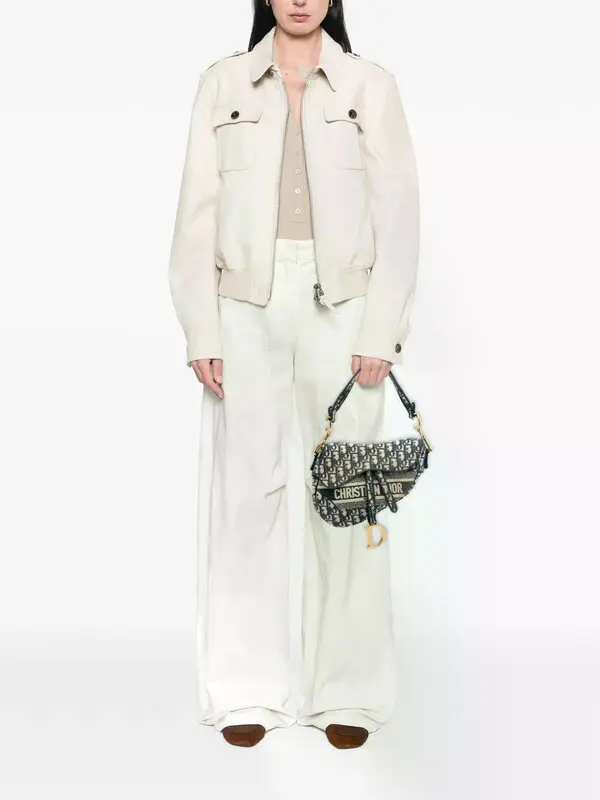 Dior 2022 Oblique Embroidered Canvas Saddle Bag