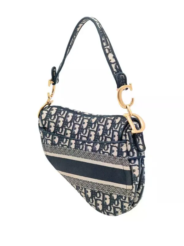 Dior 2022 Oblique Embroidered Canvas Saddle Bag