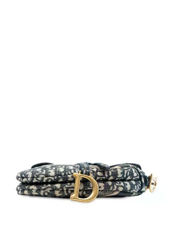 Dior 2022 Oblique Embroidered Canvas Saddle Bag
