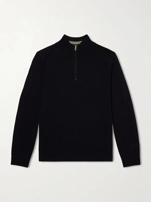 Paul Smith Merino Wool Half-zip Pullover - Black