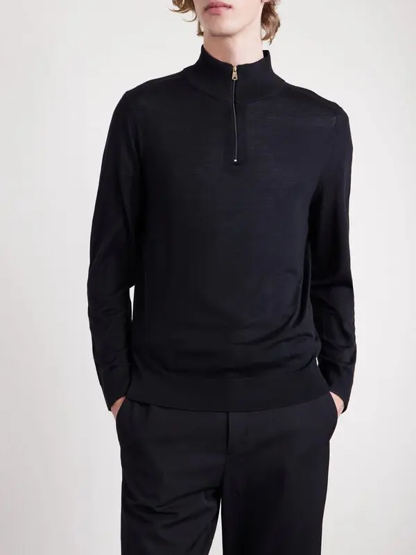 Paul Smith Merino Wool Half-zip Pullover - Black